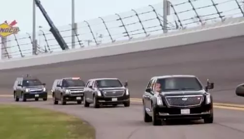 Trump takes lap of NASCAR race track in armoured presidential limo ...